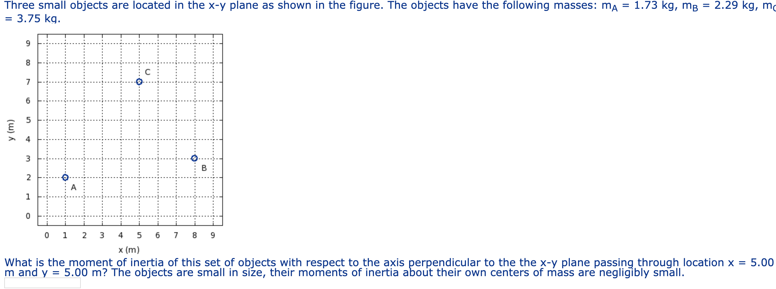 Solved Three small but dense objects are located in the x-y | Chegg.com