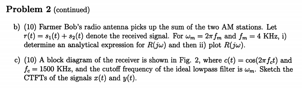 Problem 4(28) Consider the following continuous-time | Chegg.com