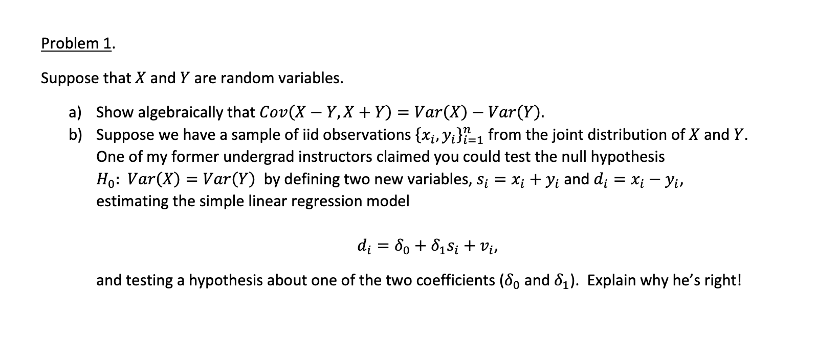 Solved Problem 1. Suppose that X and Y are random variables. | Chegg.com