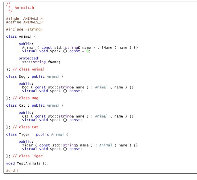 Solved Animals.h #1 fndef ANIMALS,-H #define ANIMALS-H | Chegg.com