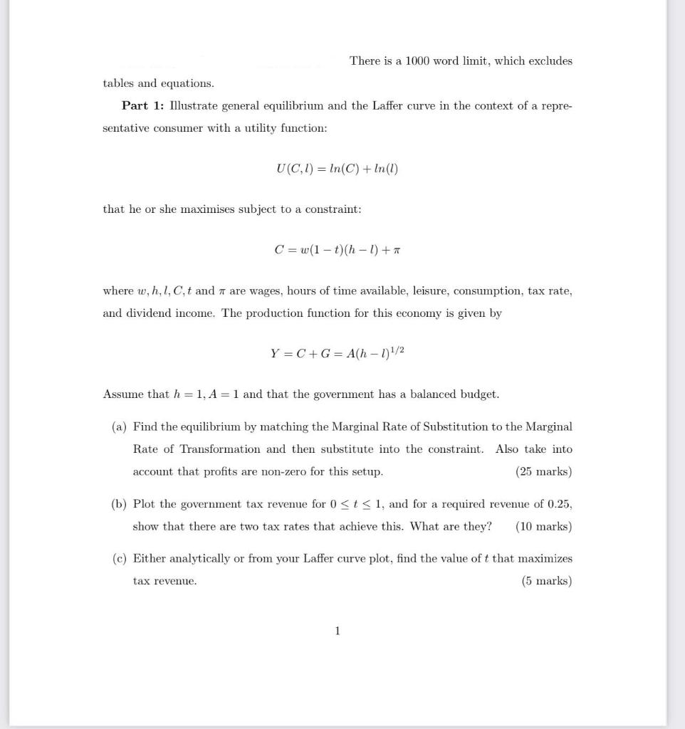 Solved There is a 1000 word limit, which excludes tables and | Chegg.com
