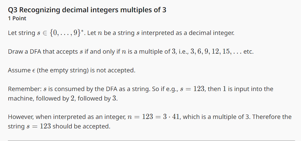 Solved Q3 ﻿Recognizing decimal integers multiples of 31 | Chegg.com
