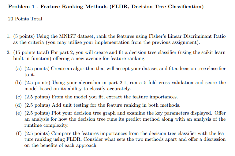 Solved Fisher's Linear Discriminant Tree Ratio and Decision | Chegg.com