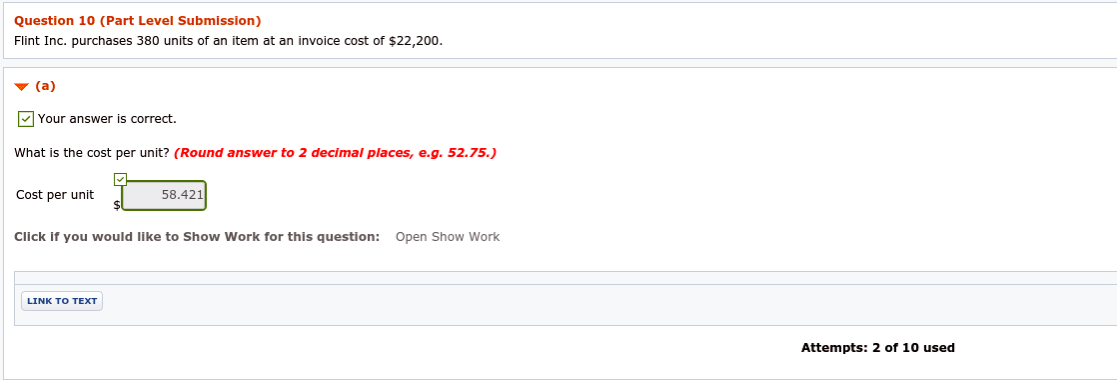 Solved Question 10 (Part Level Submission) Flint Inc. | Chegg.com