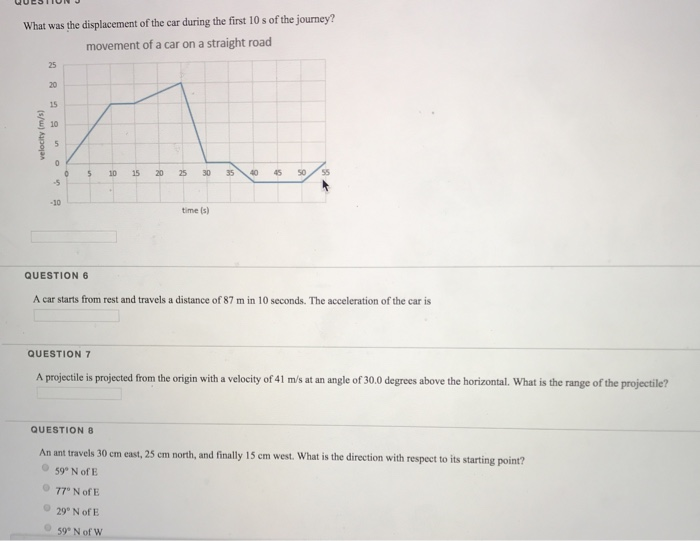 Solved What was the displacement of the car during the first | Chegg.com