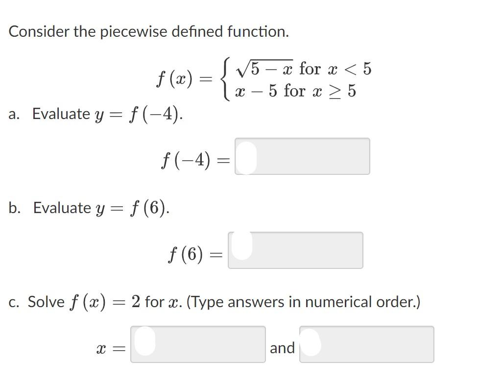 Solved Consider the piecewise defined function. = $(x) = | Chegg.com
