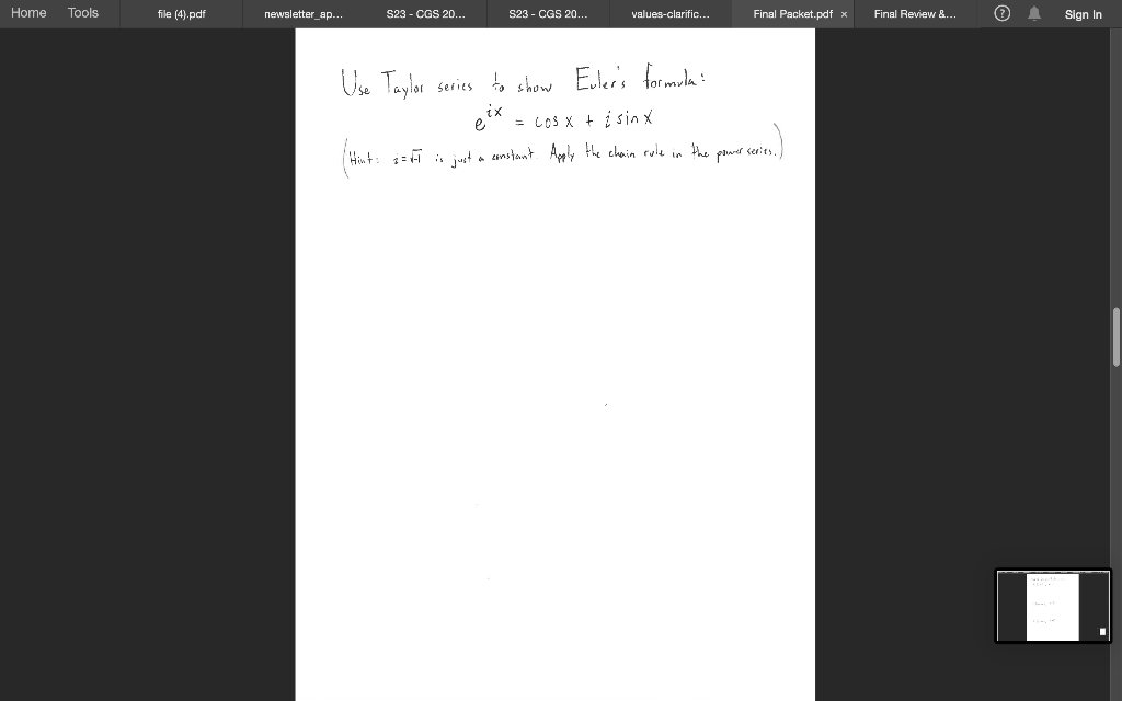 Solved Use Taylor serics to show Evlers formvia: | Chegg.com Solved Use Taylor serics to show Evlers formvia: | Chegg.com