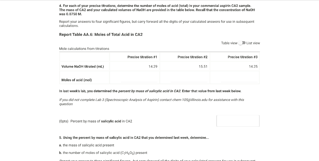 1. For each of your precise titrations, determine the | Chegg.com