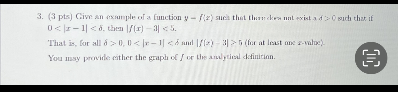 Solved 3. (3 pts) Give an example of a function y=f(x) such | Chegg.com Solved 3. (3 pts) Give an example of a function y=f(x) such | Chegg.com