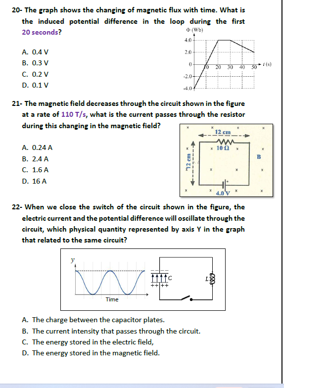 Solved 20- The graph shows the changing of magnetic flux | Chegg.com