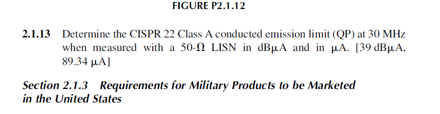 FIGURE P2.1.12 2.1.13 Determine the CISPR 22 Class A | Chegg.com