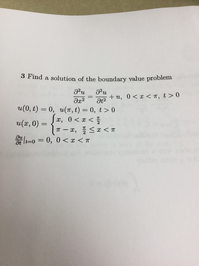 Solved 3 Find a solution of the boundary value problem a2u и | Chegg.com