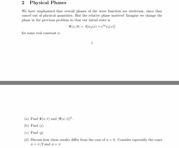 Solved 2 Physical Phases We have emphasized that overall | Chegg.com