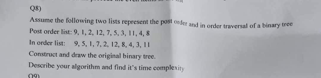 Solved Q8) Assume the following two lists represent the post | Chegg.com