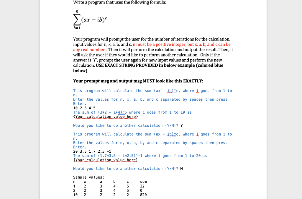 Solved Write a program that uses the following formula: n | Chegg.com
