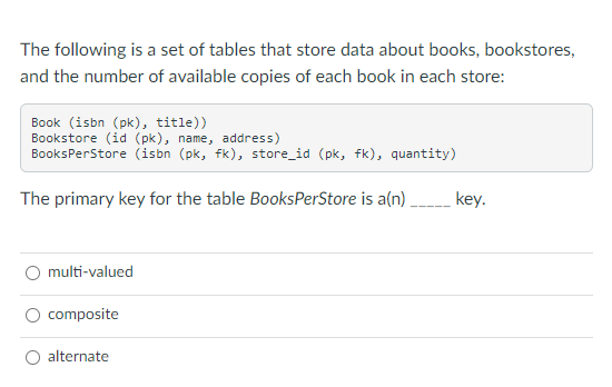 Solved The following is a set of tables that store data | Chegg.com
