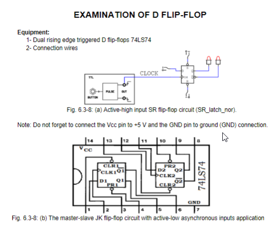 Solved EXAMINATION OF D FLIP-FLOP Equipment: 1- Dual rising | Chegg.com