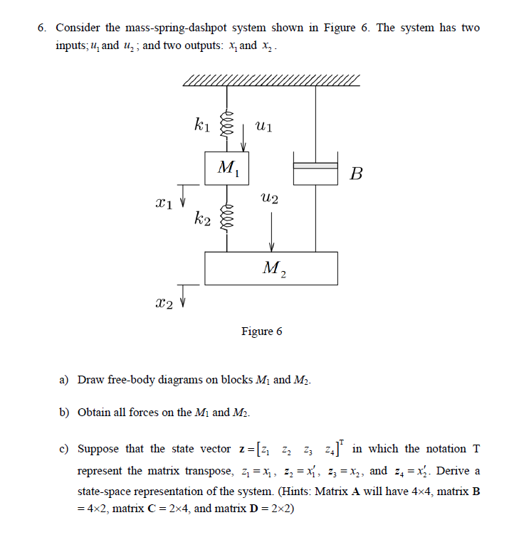 Solved 6. Consider the mass-spring-dashpot system shown in | Chegg.com