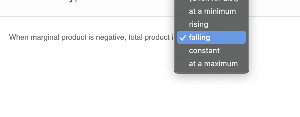 Solved When marginal product is negative, total product | Chegg.com