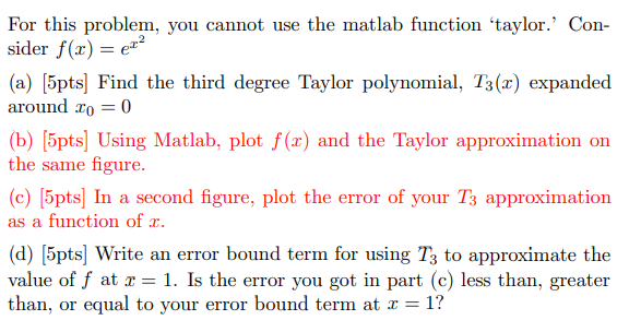 Numerical Analysis, MATLAB, MatLab Problems in red | Chegg.com Numerical Analysis, MATLAB, MatLab Problems in red | Chegg.com