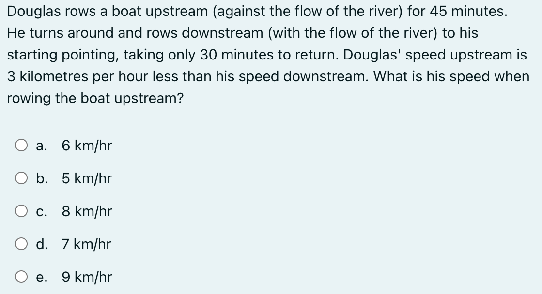 Solved Douglas rows a boat upstream (against the flow of the | Chegg.com