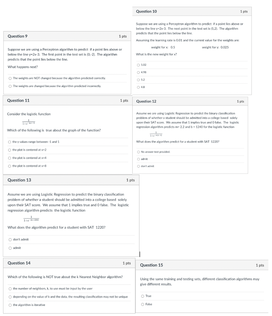 Solved Question 10 1 pts Question 9 1 1 pts Suppose we are | Chegg.com