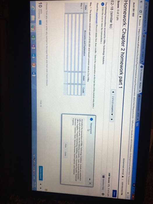 Solved Acet 281 002 Homework: Chapter 2 homework part 1 | Chegg.com