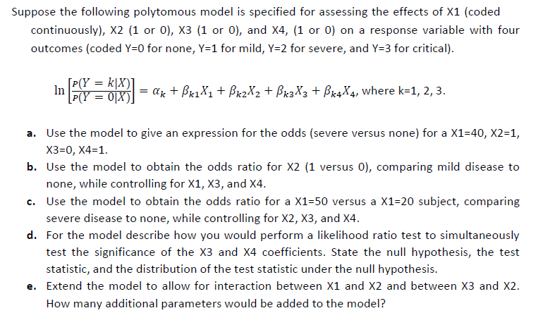 Solved Suppose the following polytomous model is specified | Chegg.com