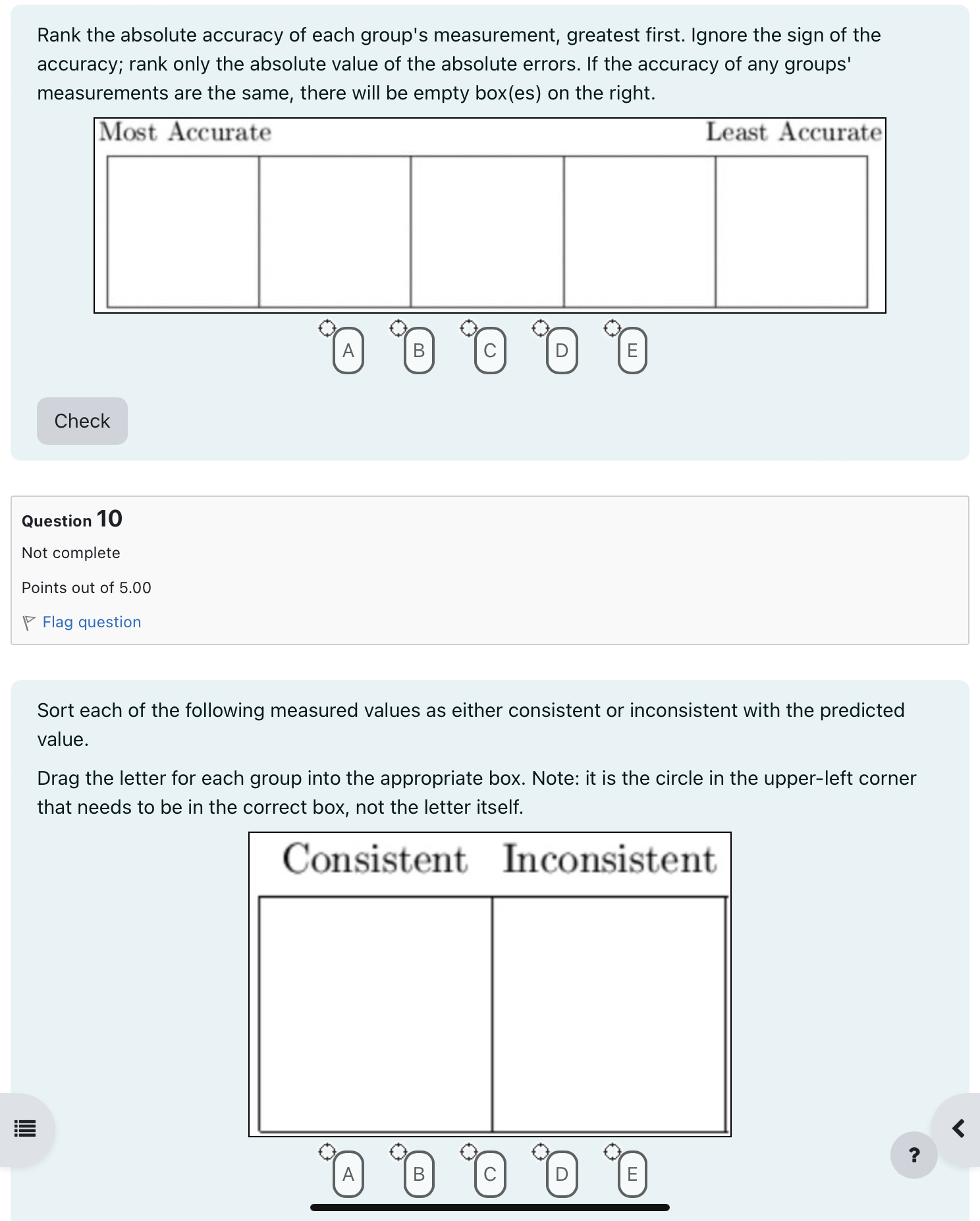 Solved Rank the absolute accuracy of each group's | Chegg.com