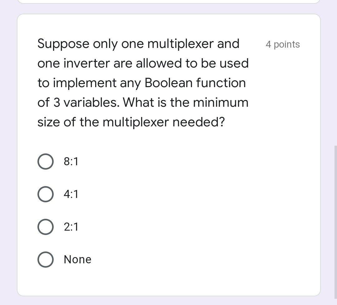 Solved 4 points Suppose only one multiplexer and one | Chegg.com Solved 4 points Suppose only one multiplexer and one | Chegg.com