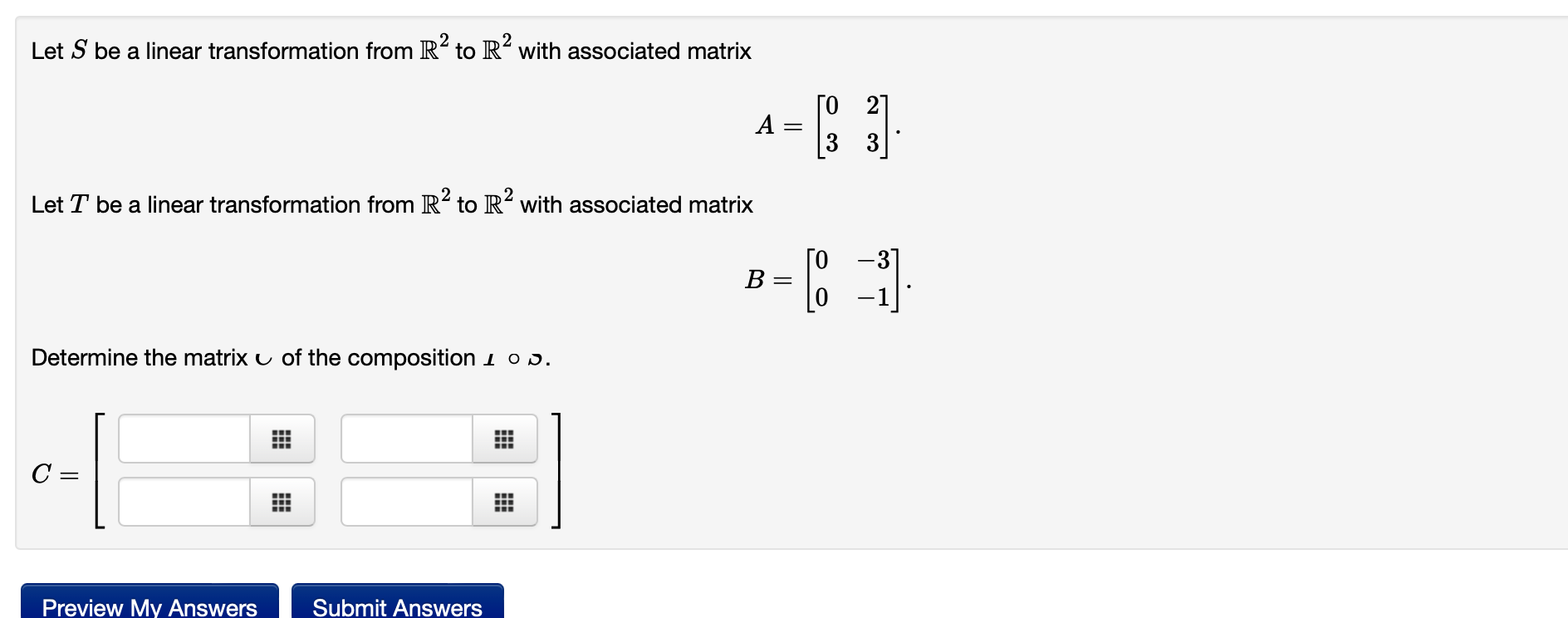 Solved Let S be a linear transformation from R2 to R2 with | Chegg.com