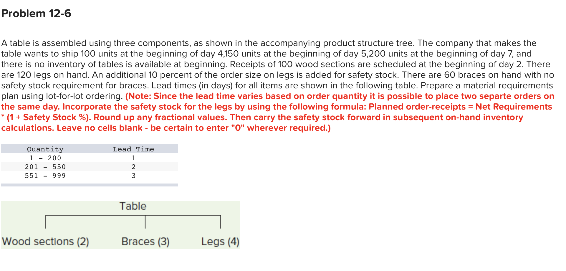 Solved Problem 12-6 A table is assembled using three | Chegg.com