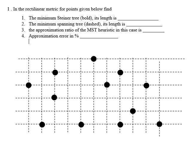 1. In the rectilinear metric for points given below | Chegg.com