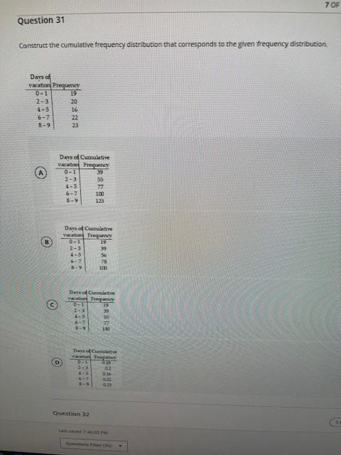 Solved Construct the cumulatVe frequency distribution that | Chegg.com