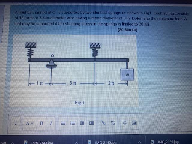 Solved Angid bar pinned at o, is supported by two identical | Chegg.com