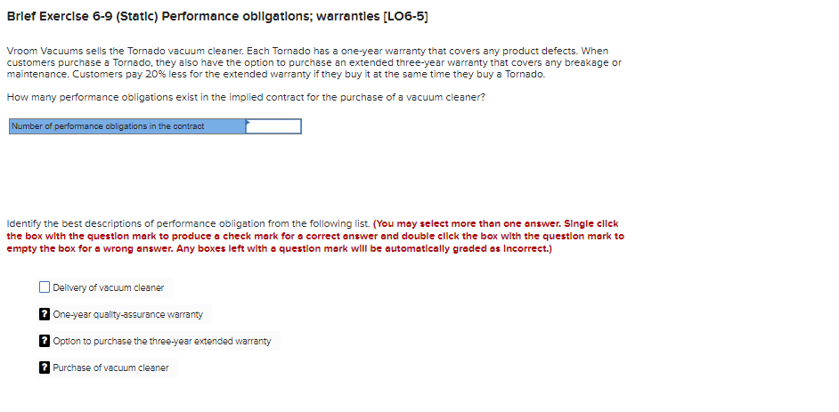 Solved Brief Exercise 6-9 (Static) Performance obligations; | Chegg.com