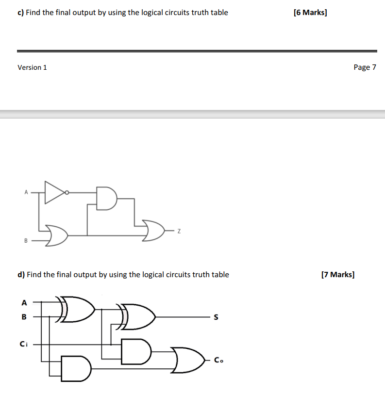 Solved c) Find the final output by using the logical | Chegg.com
