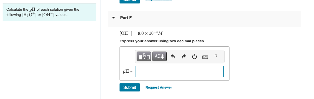 Solved Calculate the pH of each solution given the following | Chegg.com