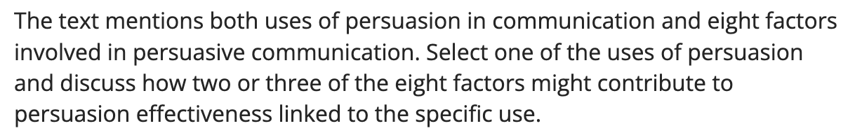 The text mentions both uses of persuasion in | Chegg.com