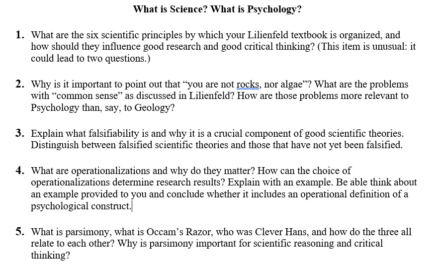 Solved What is Science? What is Psychology? 1. What are the | Chegg.com