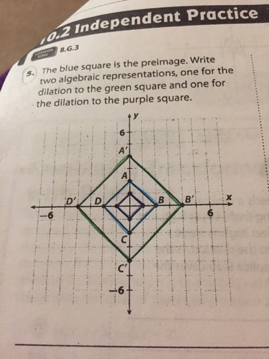 Solved Independent Practice 8.G.3 The blue square is the | Chegg.com