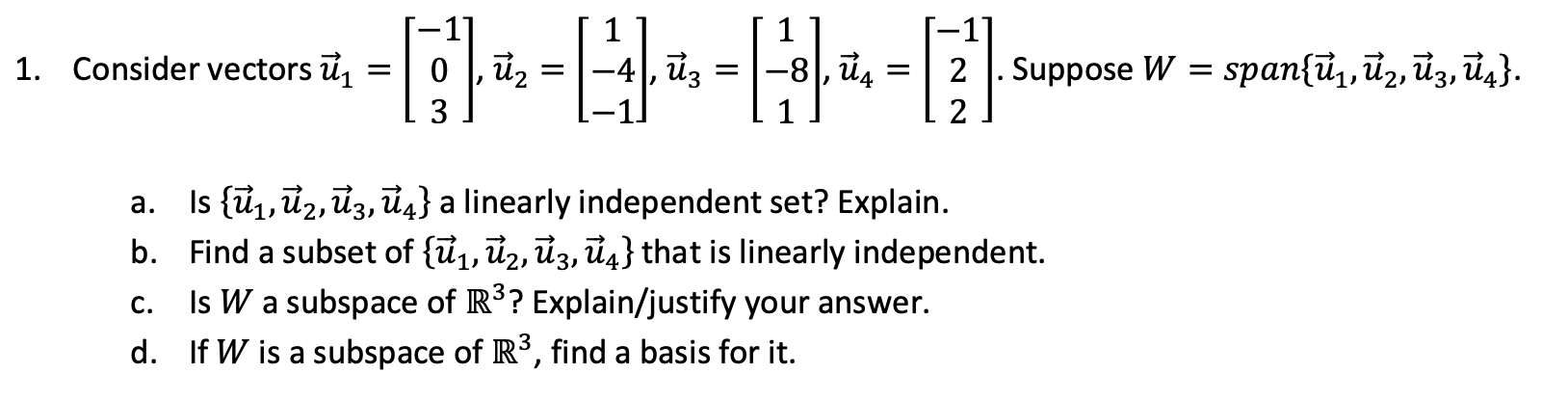 Solved Consider vectors | Chegg.com