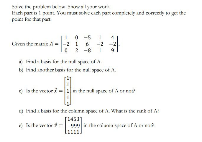 Solve the problem below. Show all your work. Each | Chegg.com