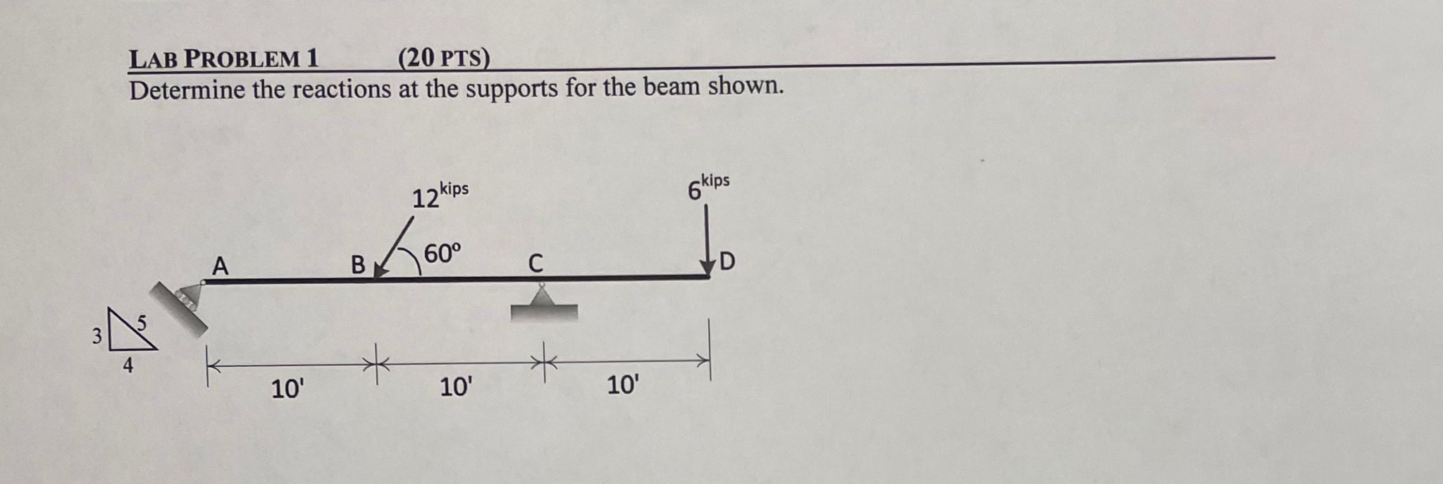 Solved LAB PROBLEM 1 (20 ﻿PTS)Determine the reactions at the | Chegg.com