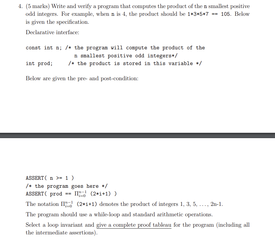 Solved 4 5 Marks Write And Verify A Program That Computes 