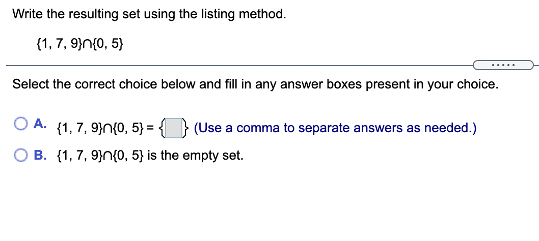 Solved Write the resulting set using the listing method. {1, | Chegg.com