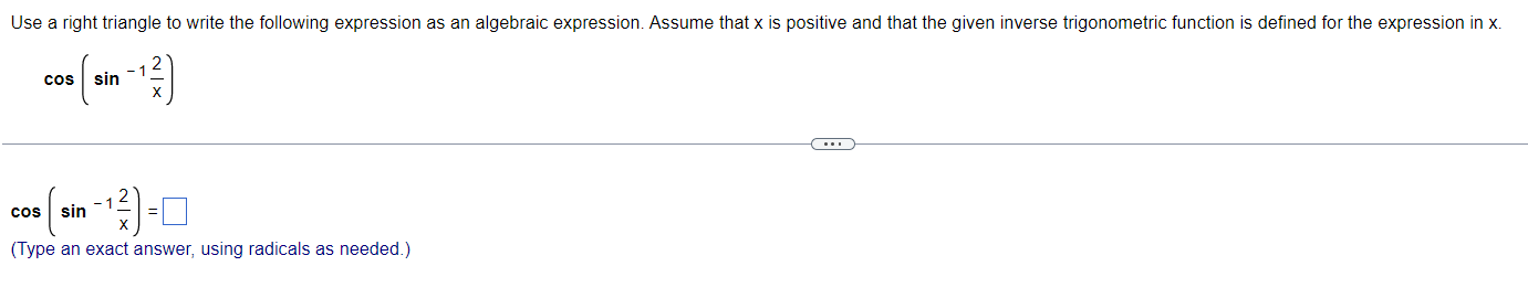Solved Use A Right Triangle To Write The Following Chegg