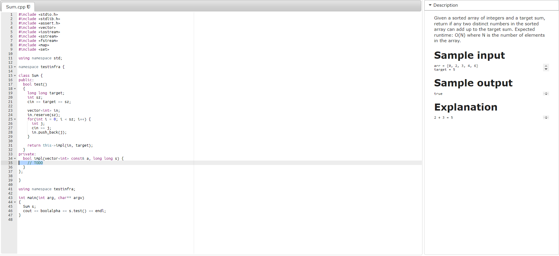 Solved Target Sum problem : Write code only in the TODO | Chegg.com