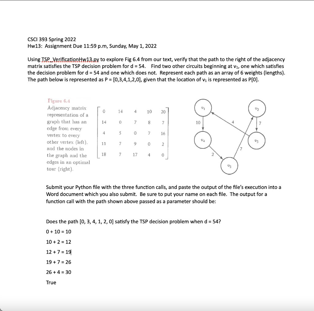Solved TSP_Verificationhw13.py file: #Verification | Chegg.com