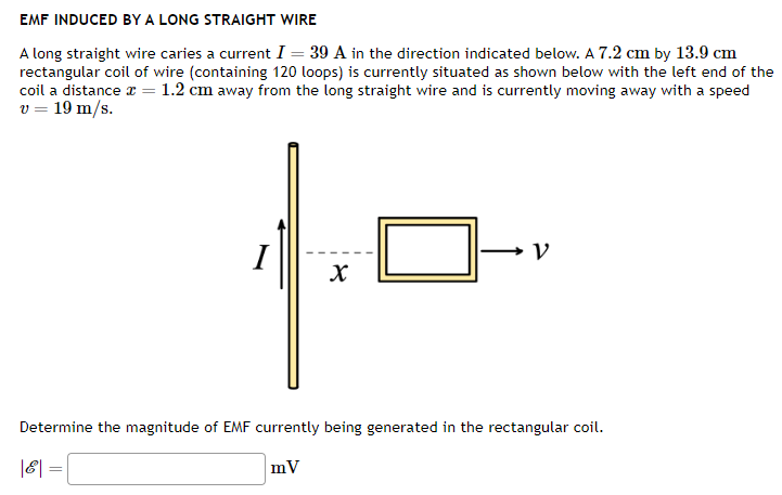 Solved EMF INDUCED BY A LONG STRAIGHT WIREA long straight | Chegg.com
